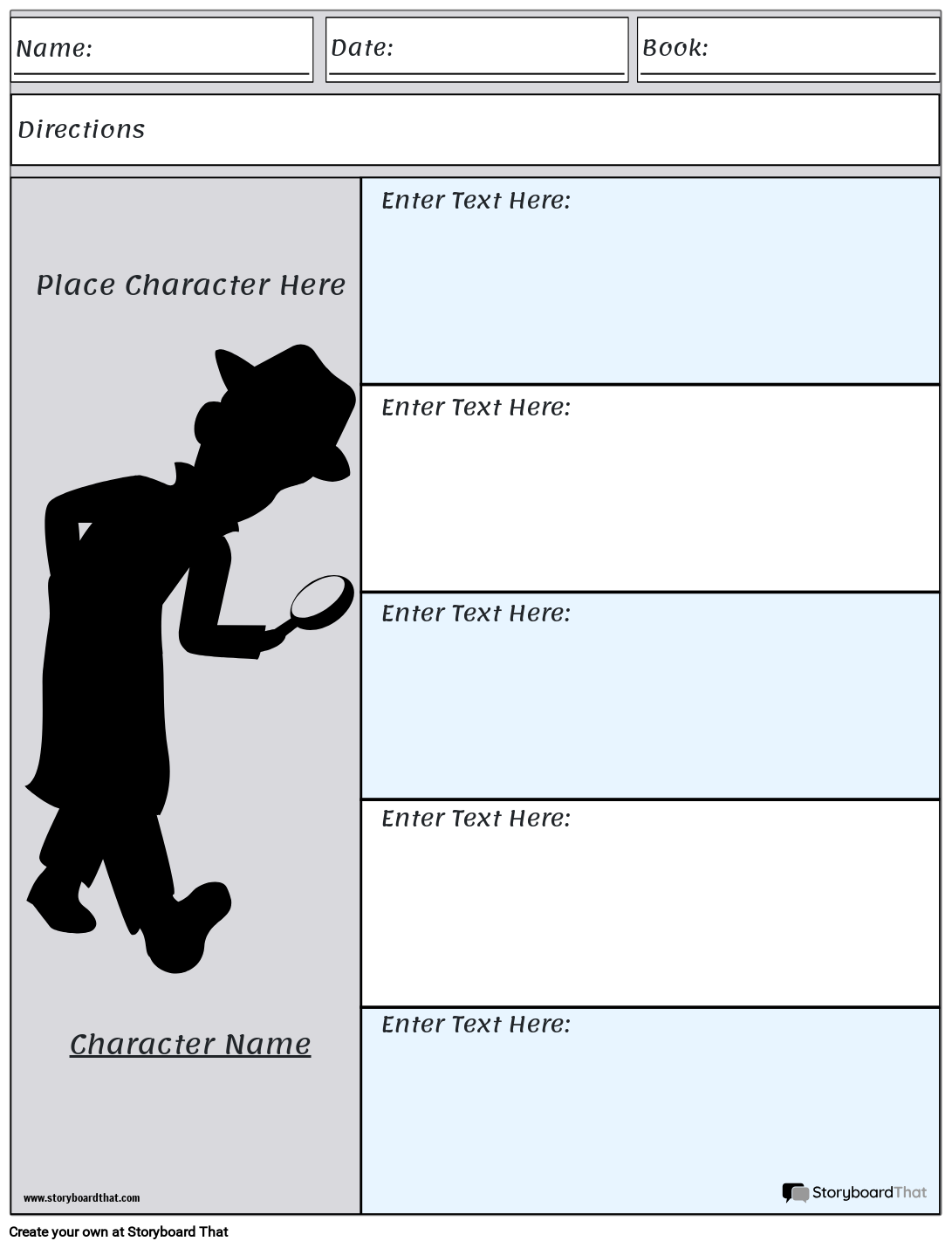 One Character Descriptive Character Map Worksheet Template