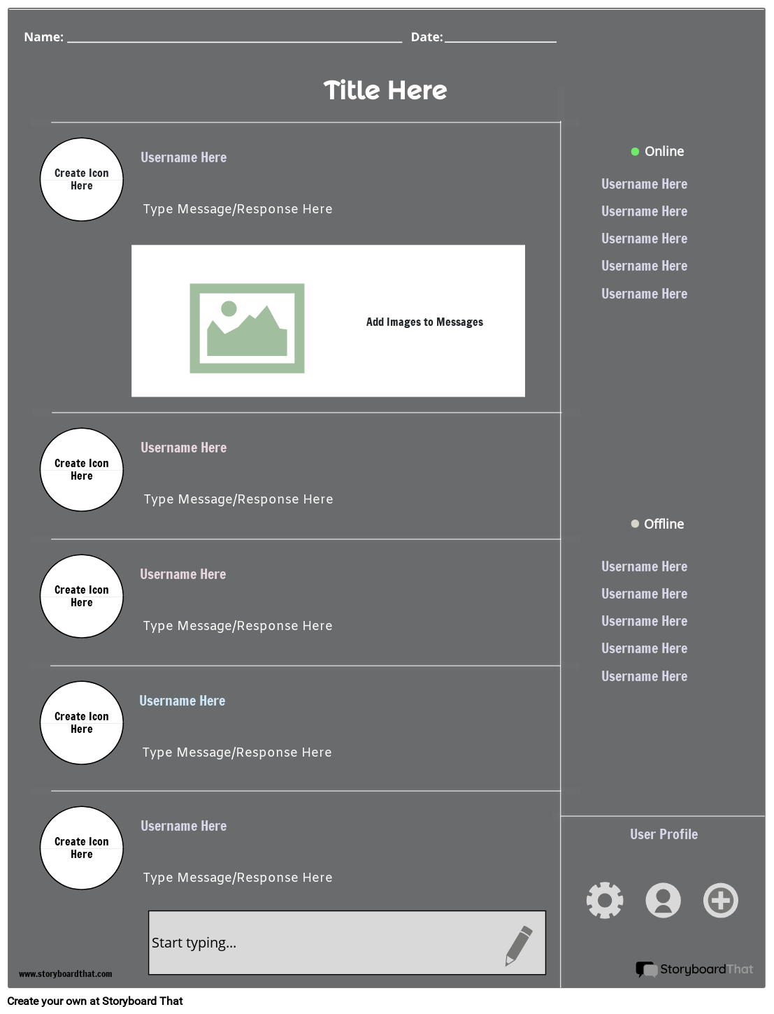 Chat Server Social Media Template Storyboard by worksheet-templates