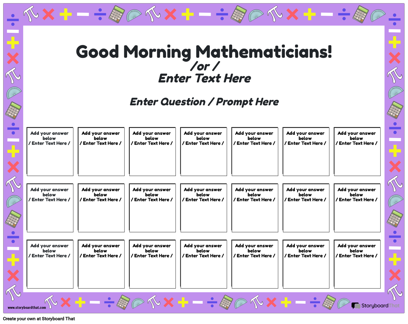 Colorful Math Based Morning Check-Ins Worksheet