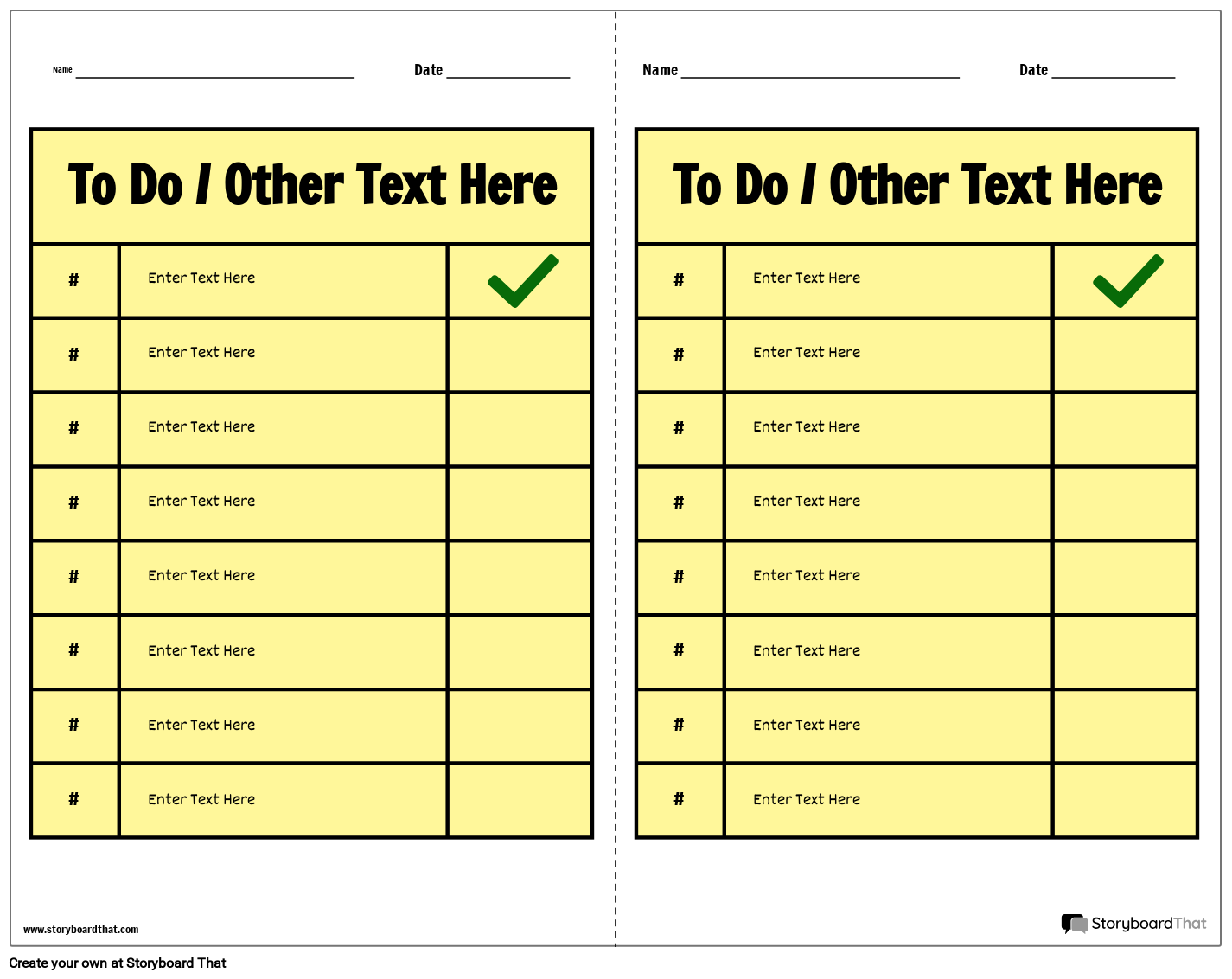 Checklist Template 2 Storyboard By Worksheet templates
