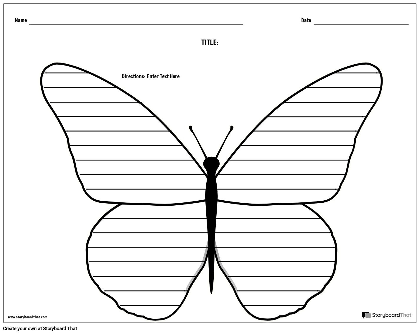 Creative Writing Butterfly Storyboard By Worksheet templates