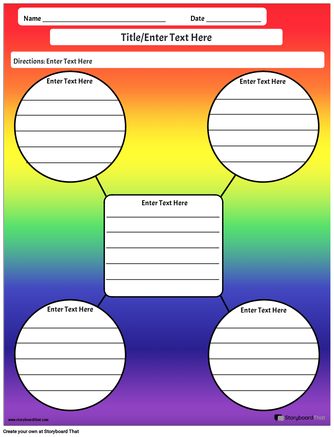 Vibrant Rainbow Themed Creative Writing Template