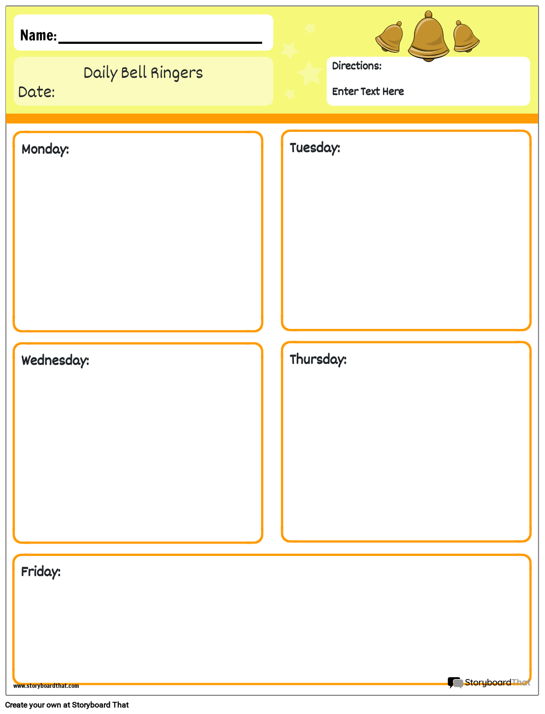 Daily Bell Ringers Storyboard Af Worksheet templates