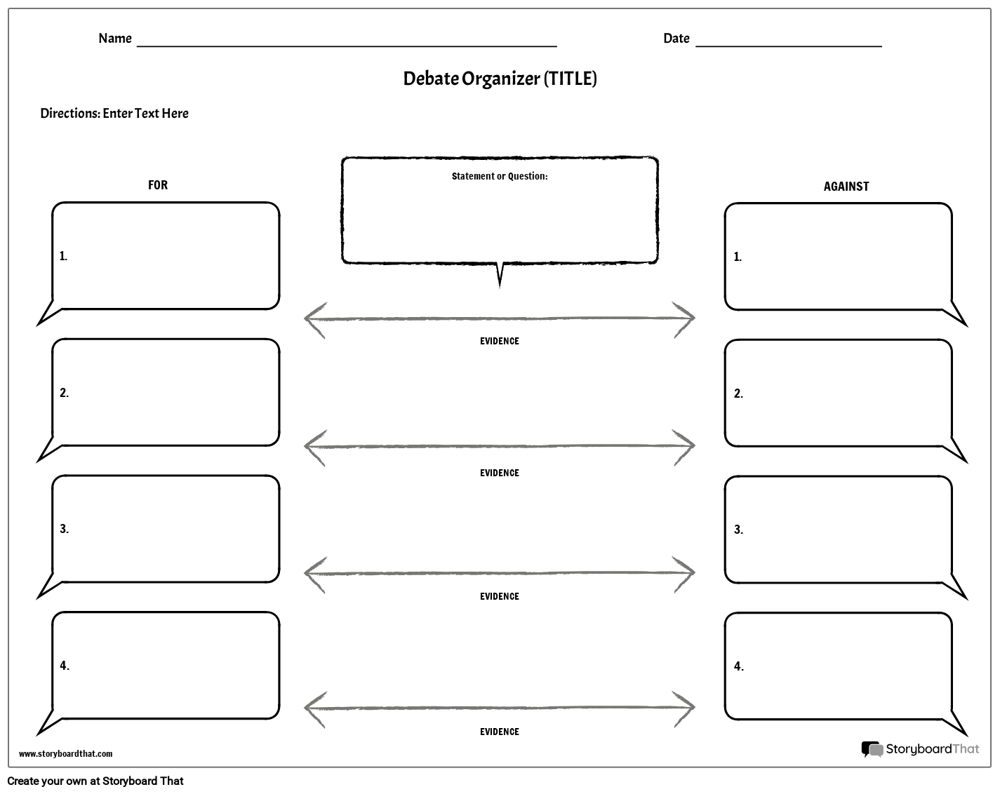 Debate Topic For Against Organizer Storyboard By Worksheet templates