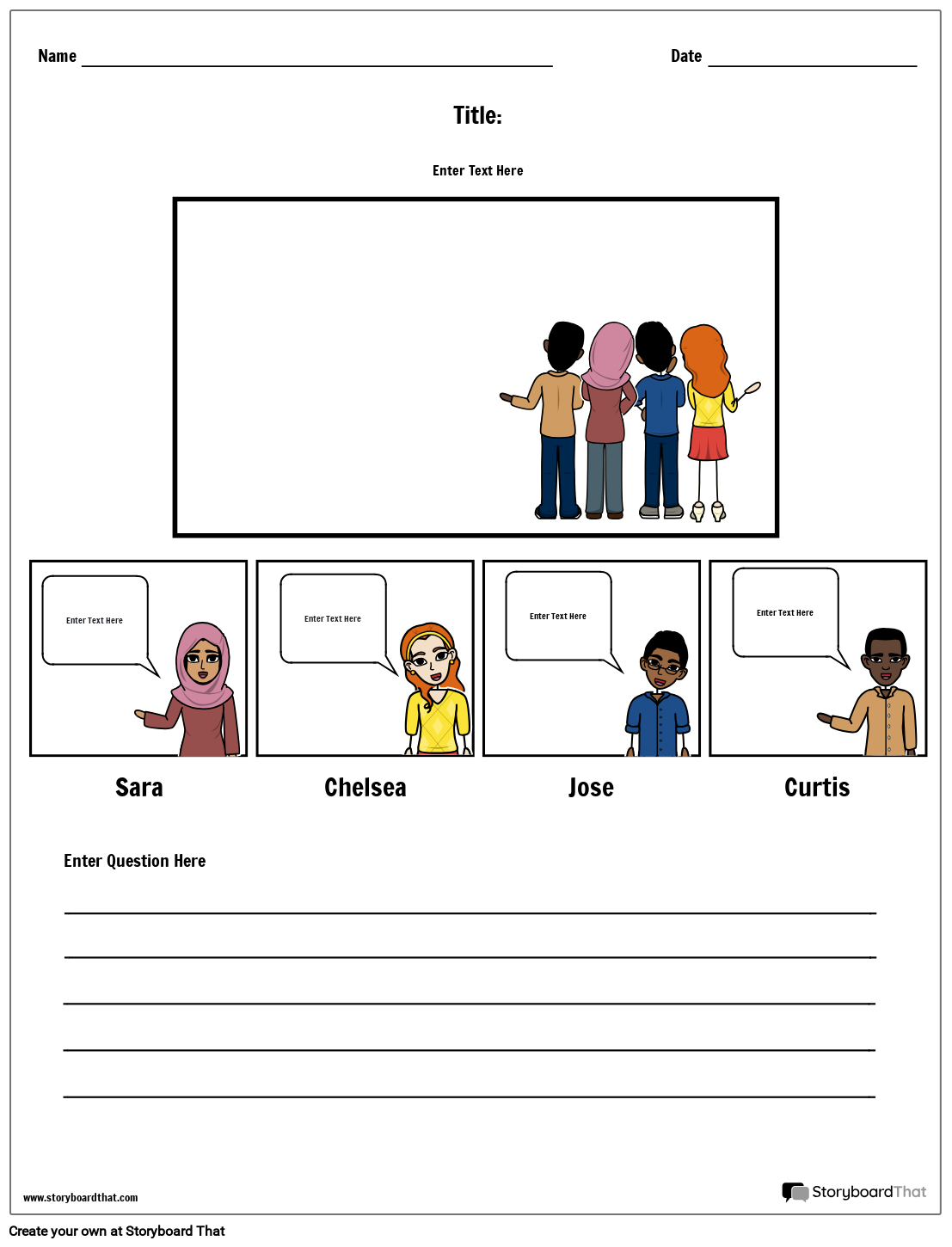 Discussion - Portrait Storyboard by worksheet-templates