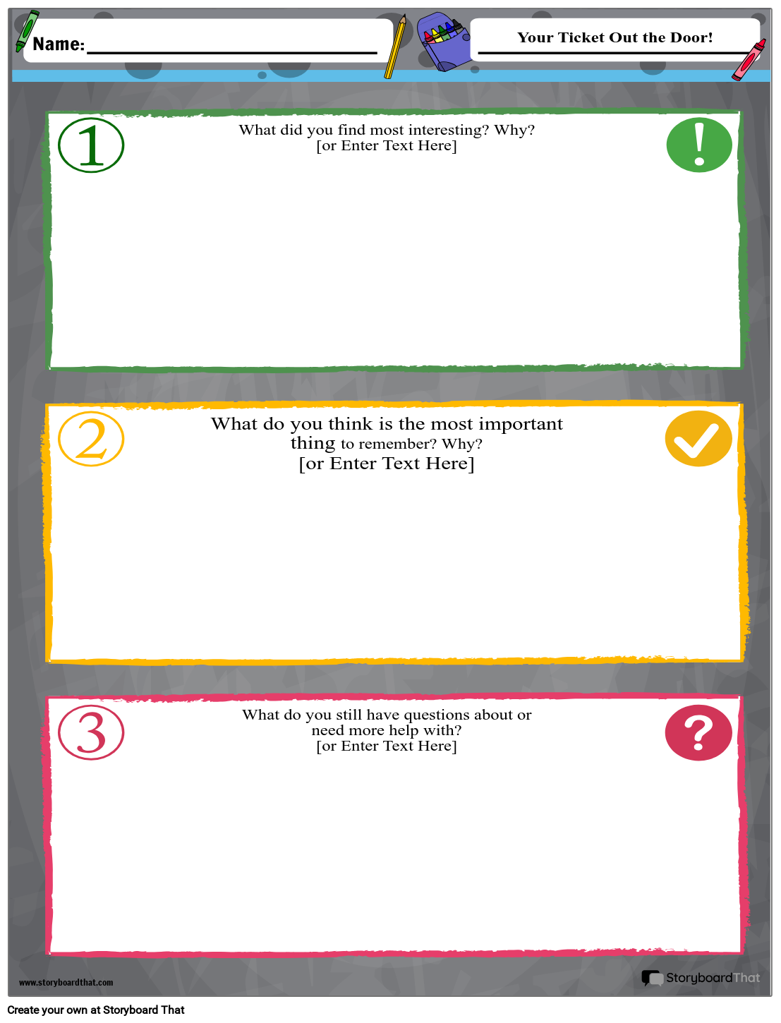 Exit Ticket 10 Full Page Portrait Storyboard