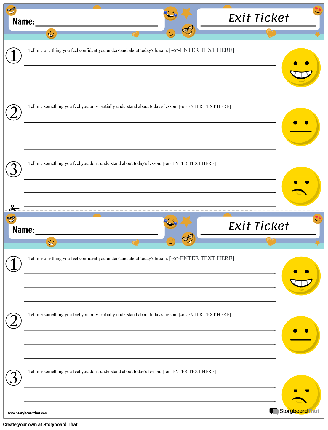 Exit Ticket 11 Storyboard Worksheet templates