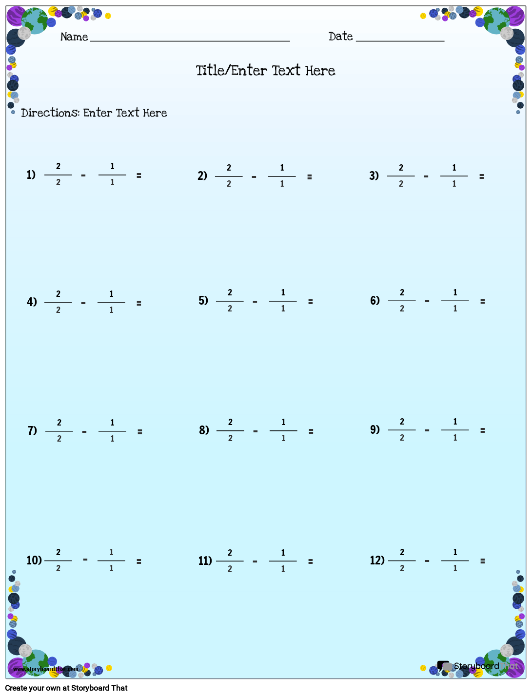 Fractions 2 Storyboard By Worksheet templates