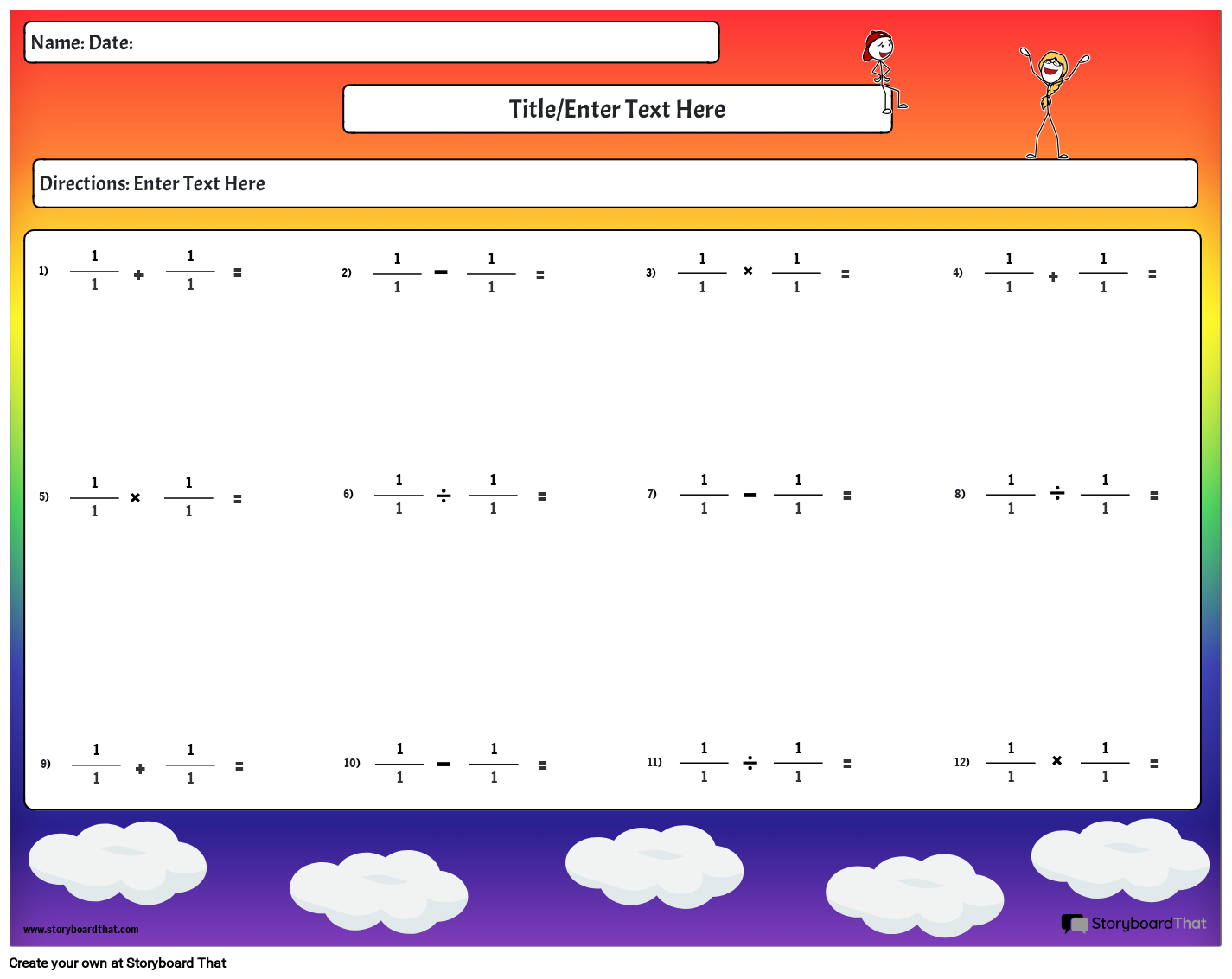 Fractions 4 Storyboard Par Worksheet templates