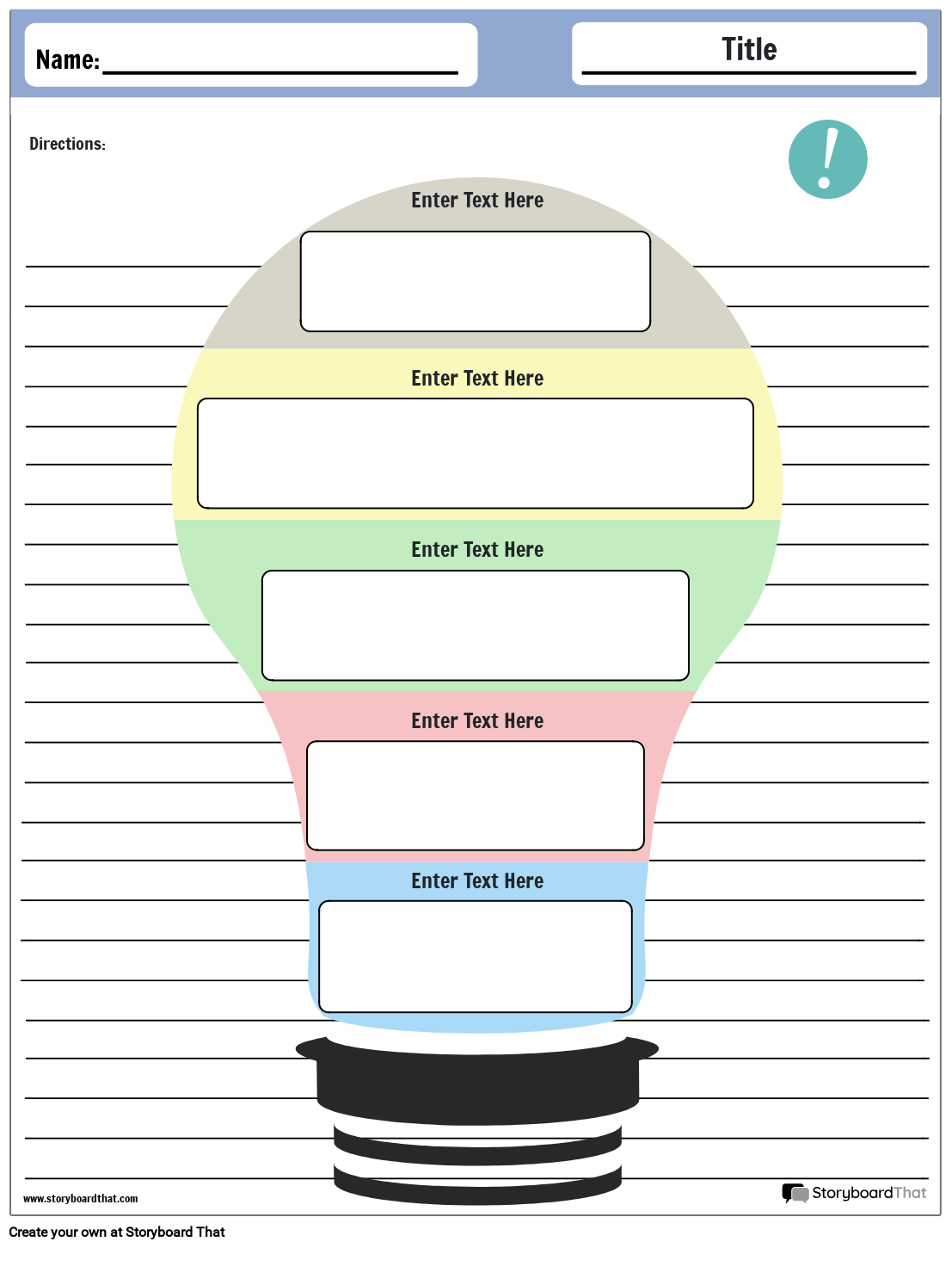 Structured Bulb Visual Organizer Template Storyboard