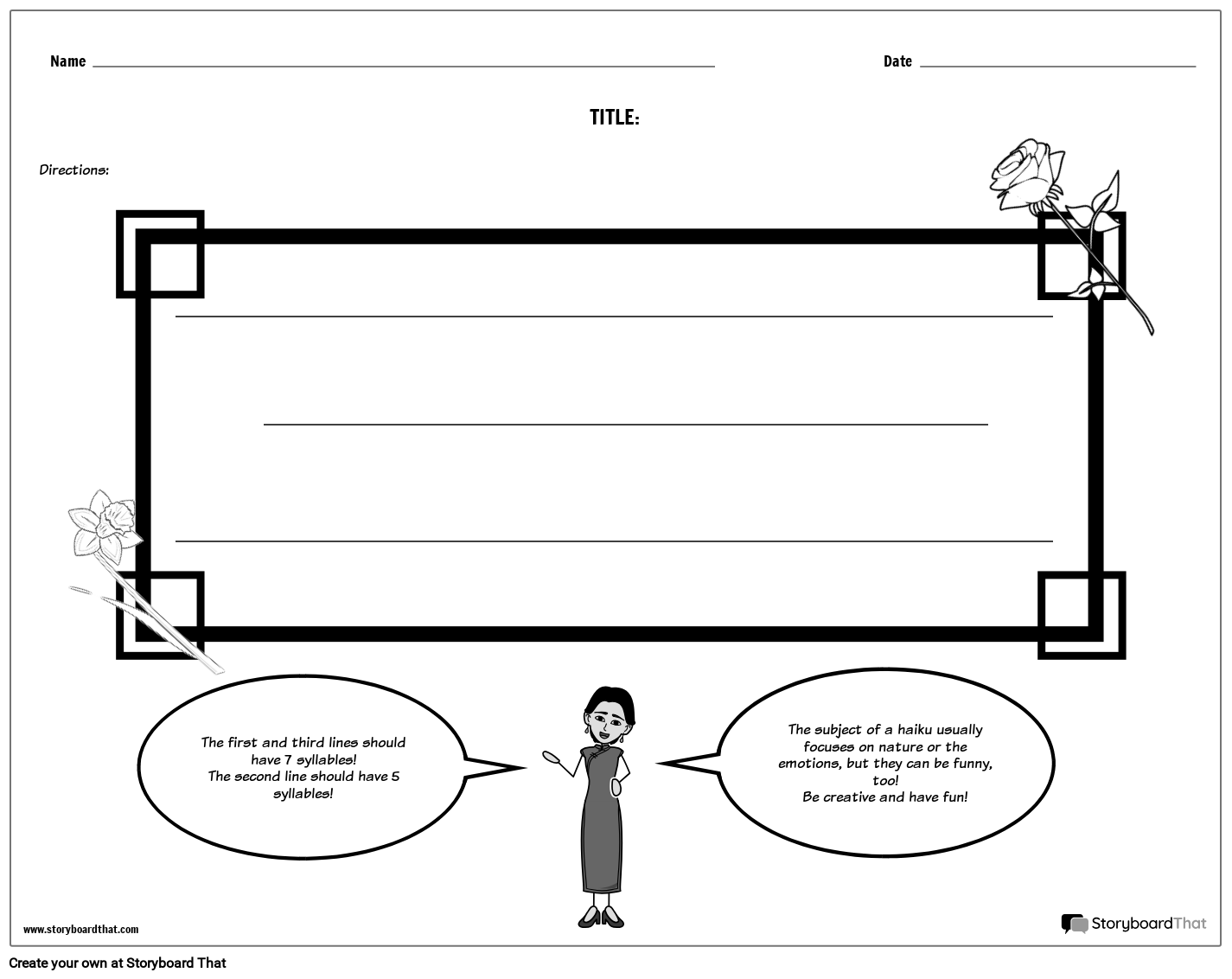 Japanese Haiku Based Poetry Worksheet Template