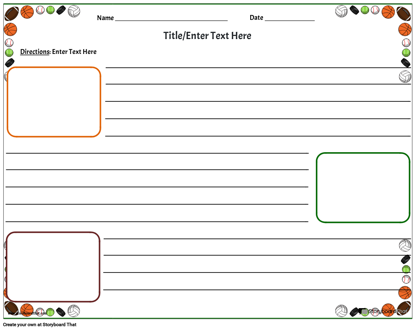 Sports-Themed Illustrated Story Activity Storyboard