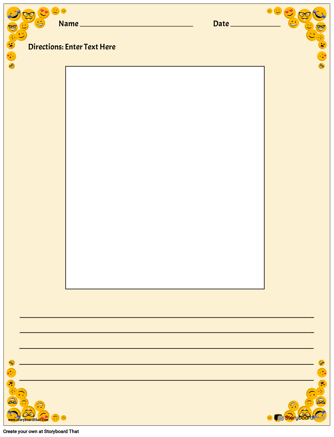 Free Emoji-Themed Story Worksheet Storyboard by worksheet-templates