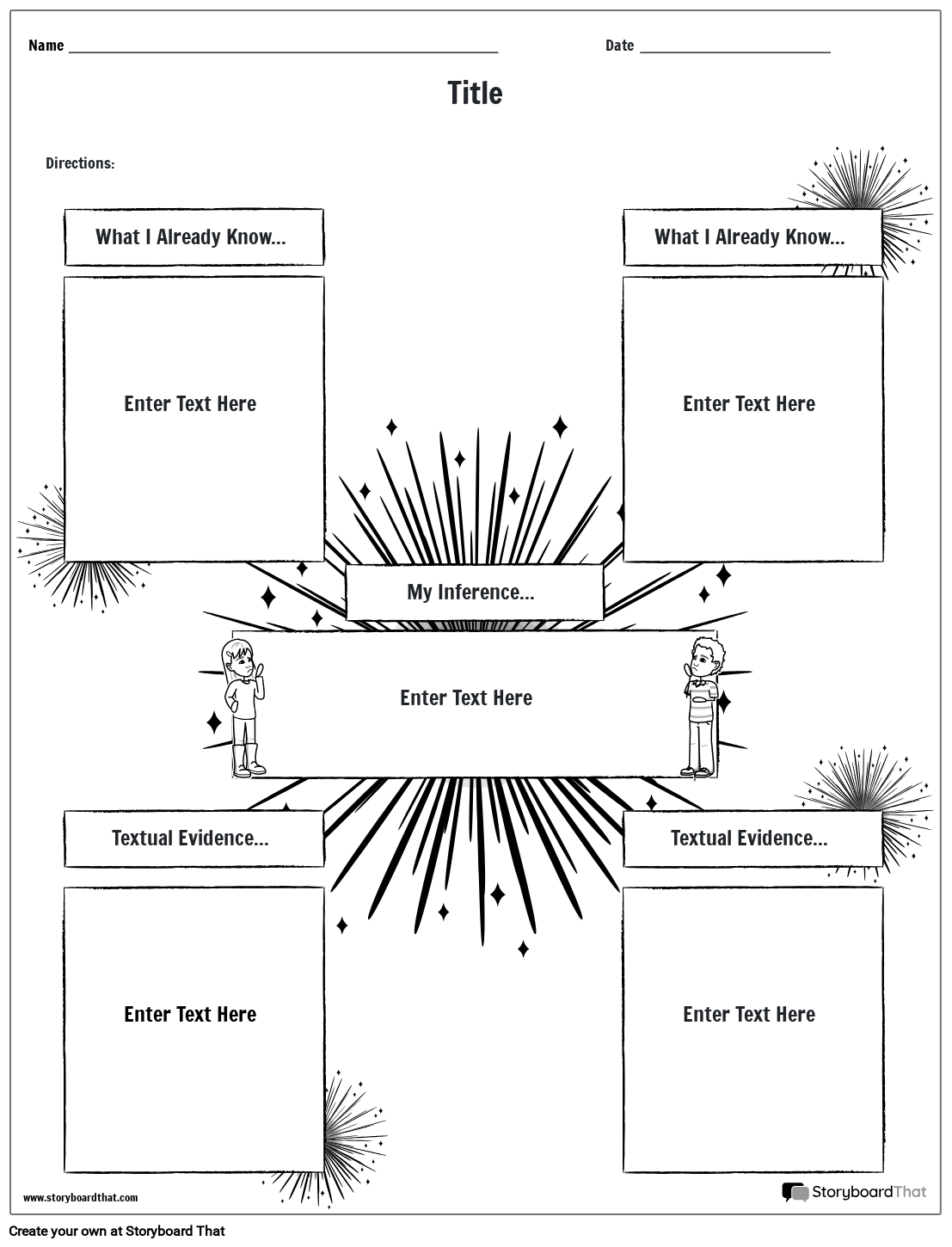 Inferencing Worksheet Guide with Fireworks Storyboard