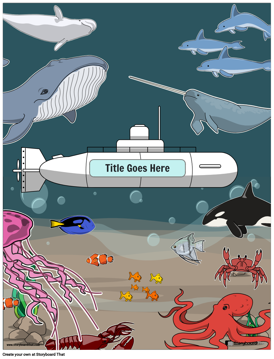 Journal Cover Template Sea Theme Color Storyboard