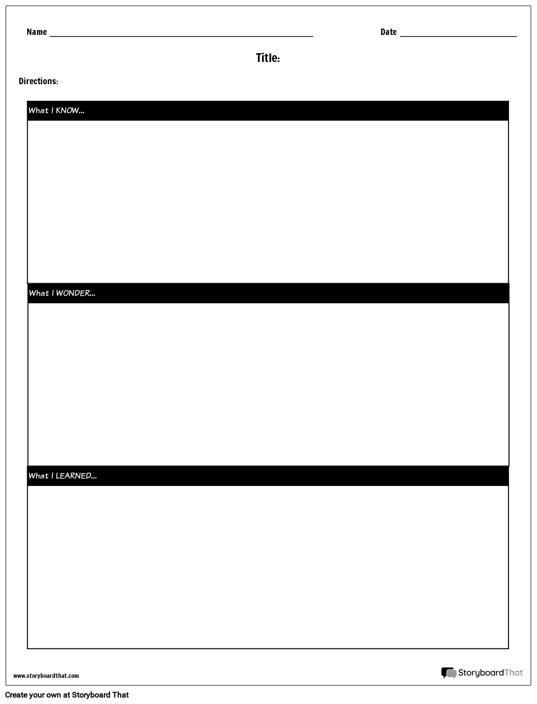 KWL & KWHL Chart Template — KWL Worksheet — KWL Chart Creator ...