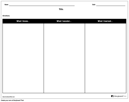 KWL Chart Template | Make KWHL Chart Worksheets