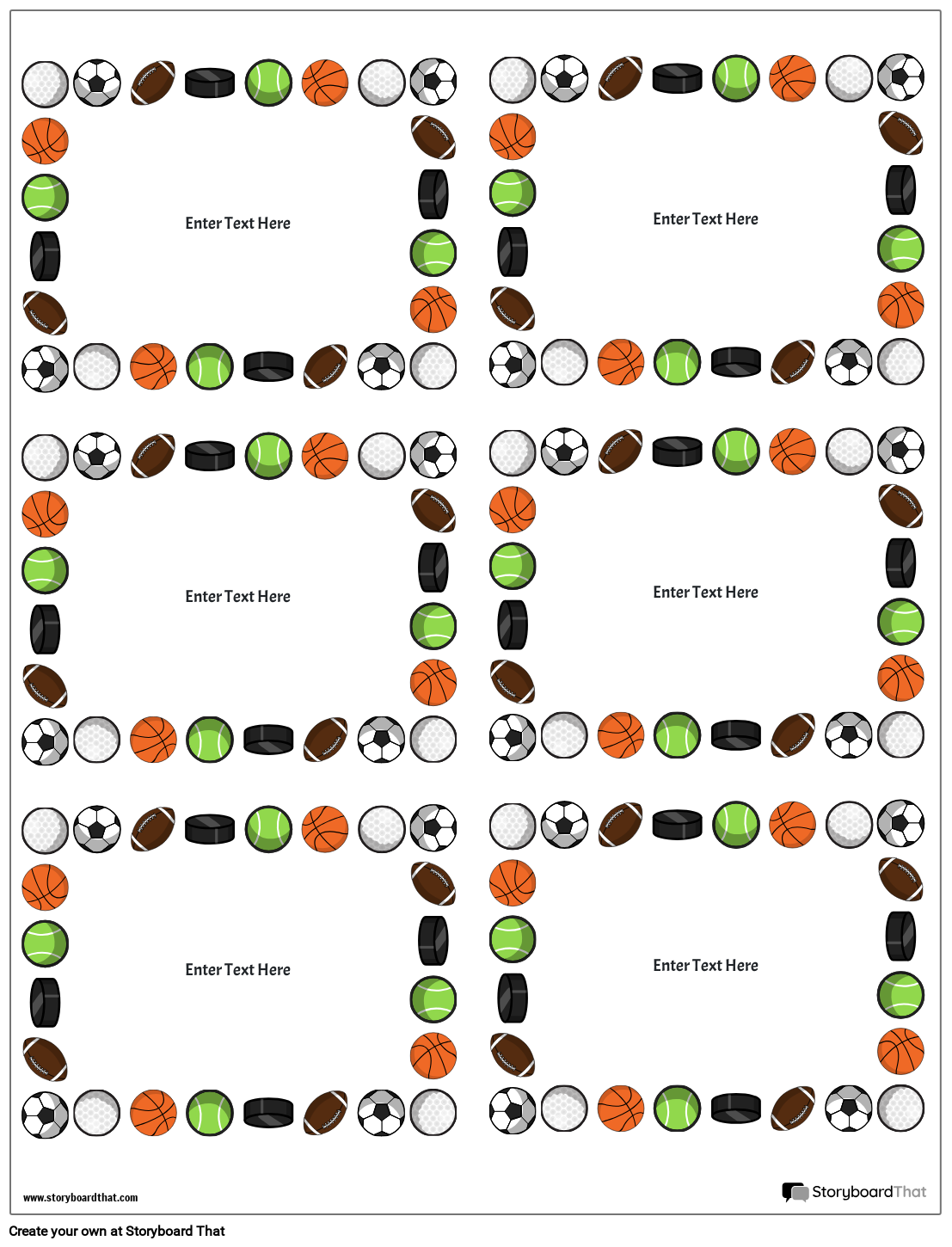 Print-Ready Sport-Themed Labels Storyboard por worksheet-templates