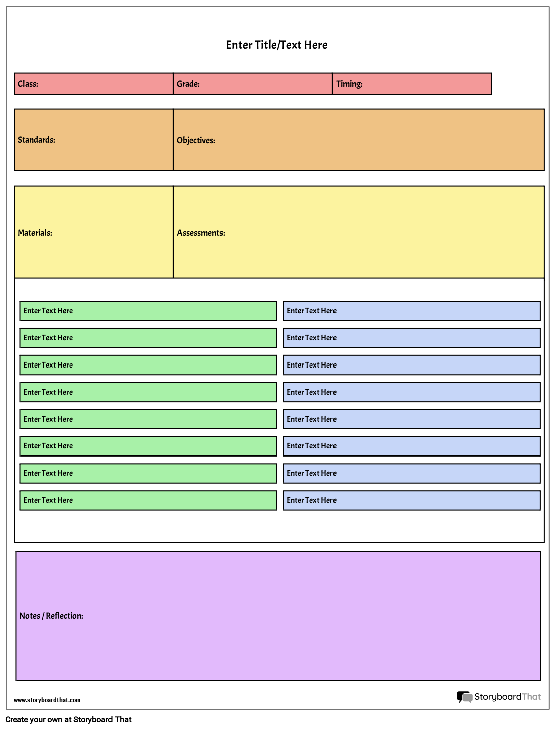 Colorful Lesson Plan Template Storyboard por worksheet-templates