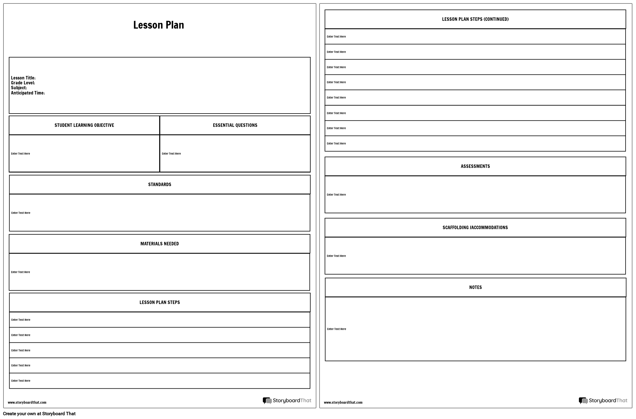 Free Detailed Lesson Planner Template Storyboard
