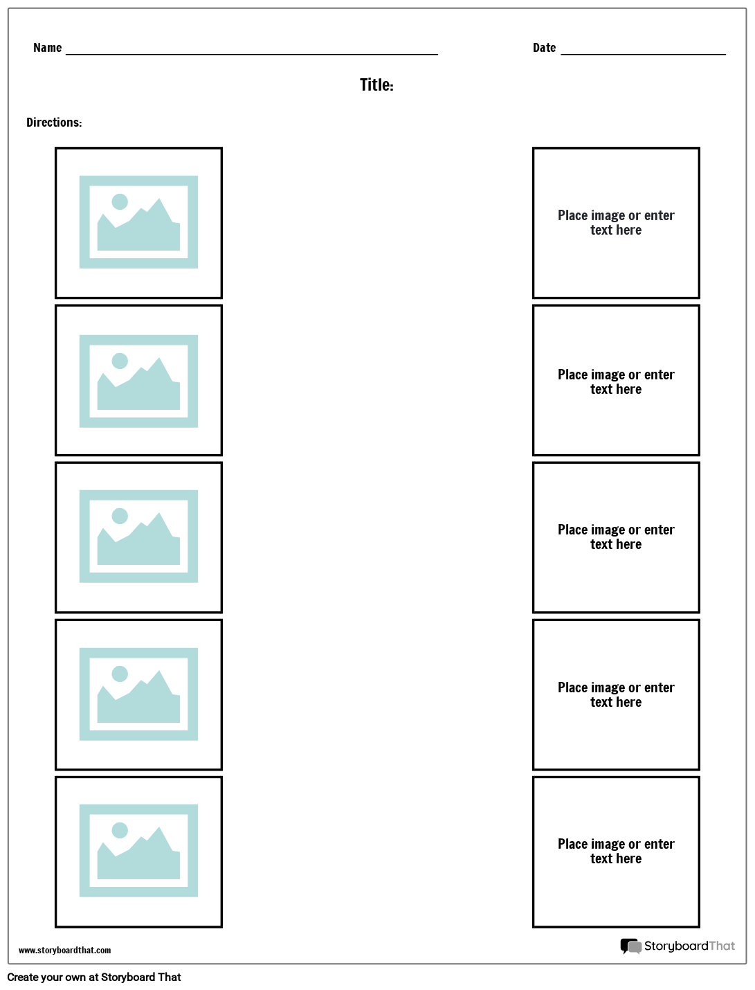 Matching 5 Storyboard by worksheet-templates