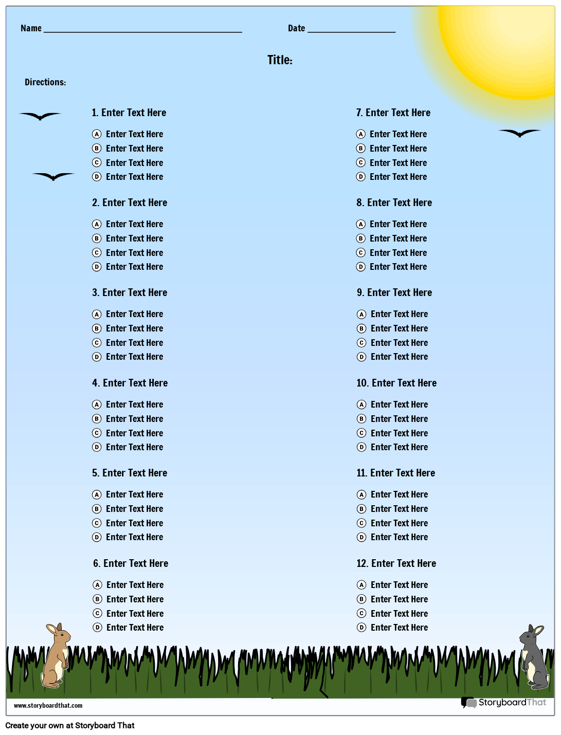 Multiple Choice 5 Storyboard By Worksheet templates