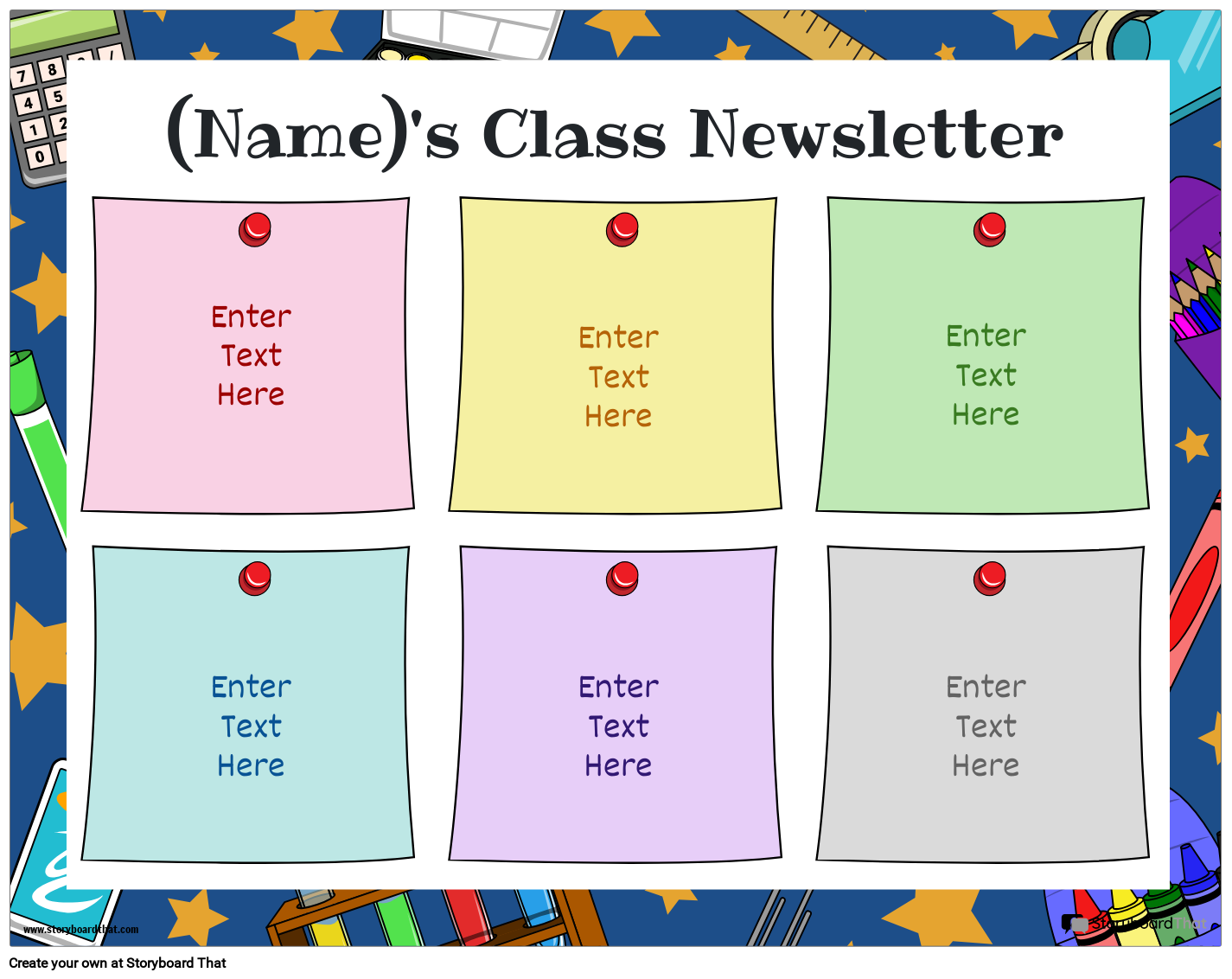School Stationary Based Newsletter Template Design