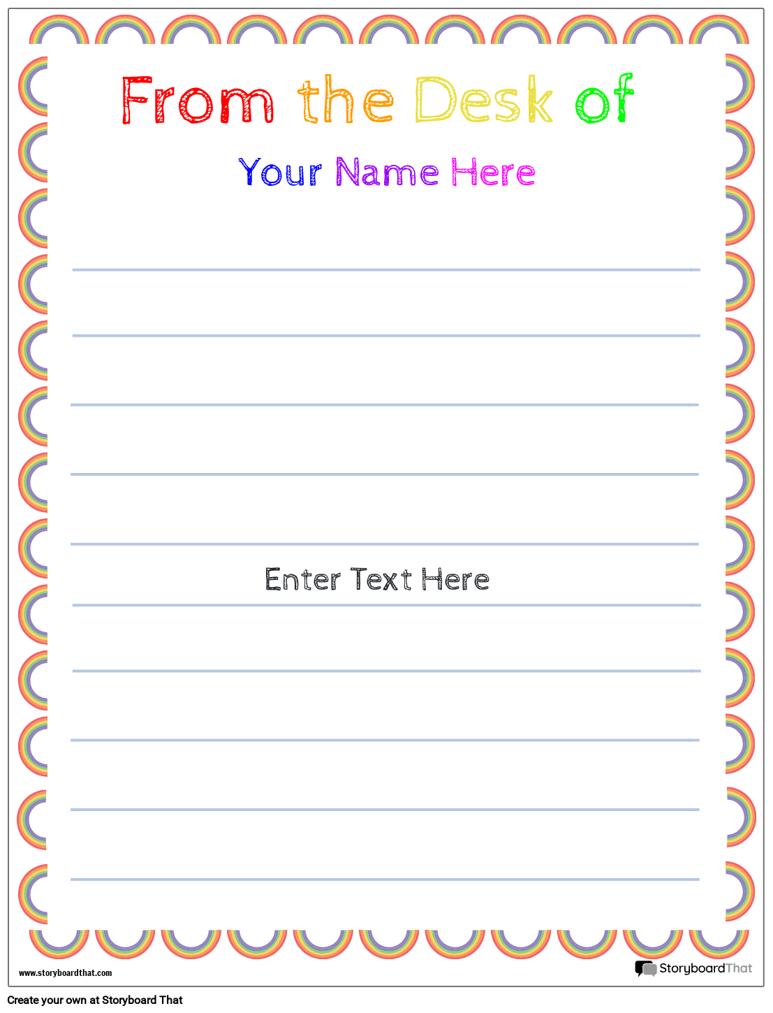 Vibrant Parent / Teacher Notes Template with Rainbows
