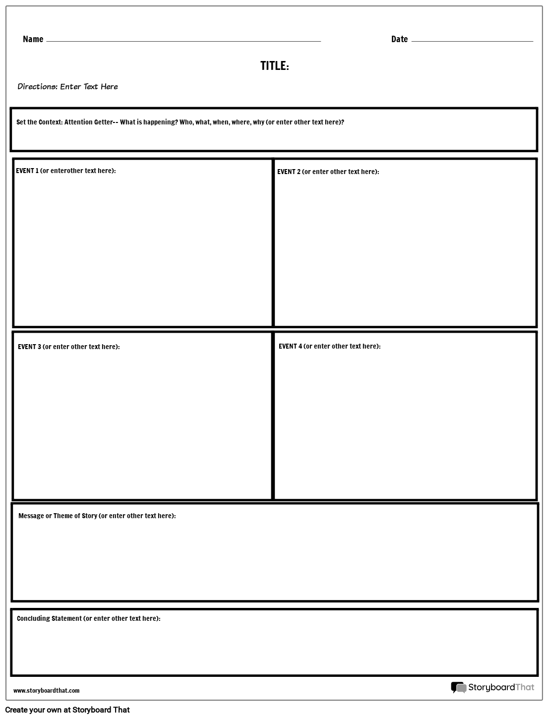 Boxes Based Personal Narrative Worksheet Template