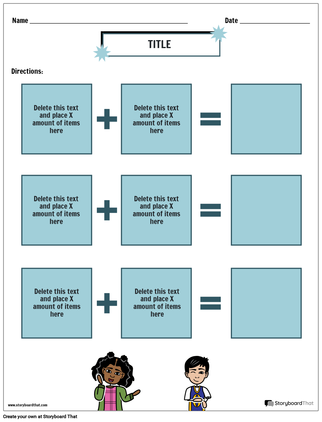 Editable Addition Worksheet Template Storyboard Editable Addition Worksheet Template Storyboard