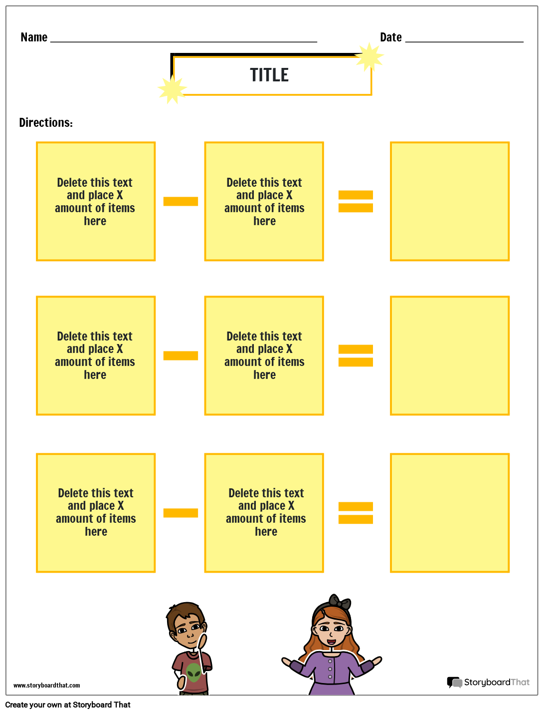 Picture Subtraction Storyboard By Worksheet templates