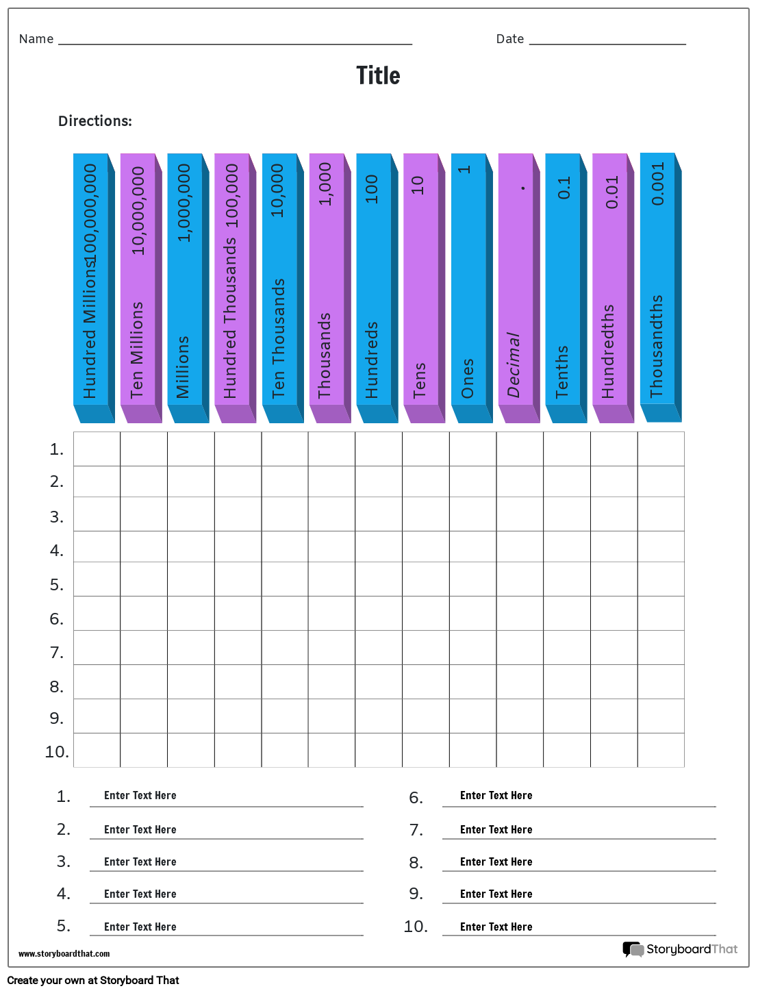 PV 3 Storyboard By Worksheet templates