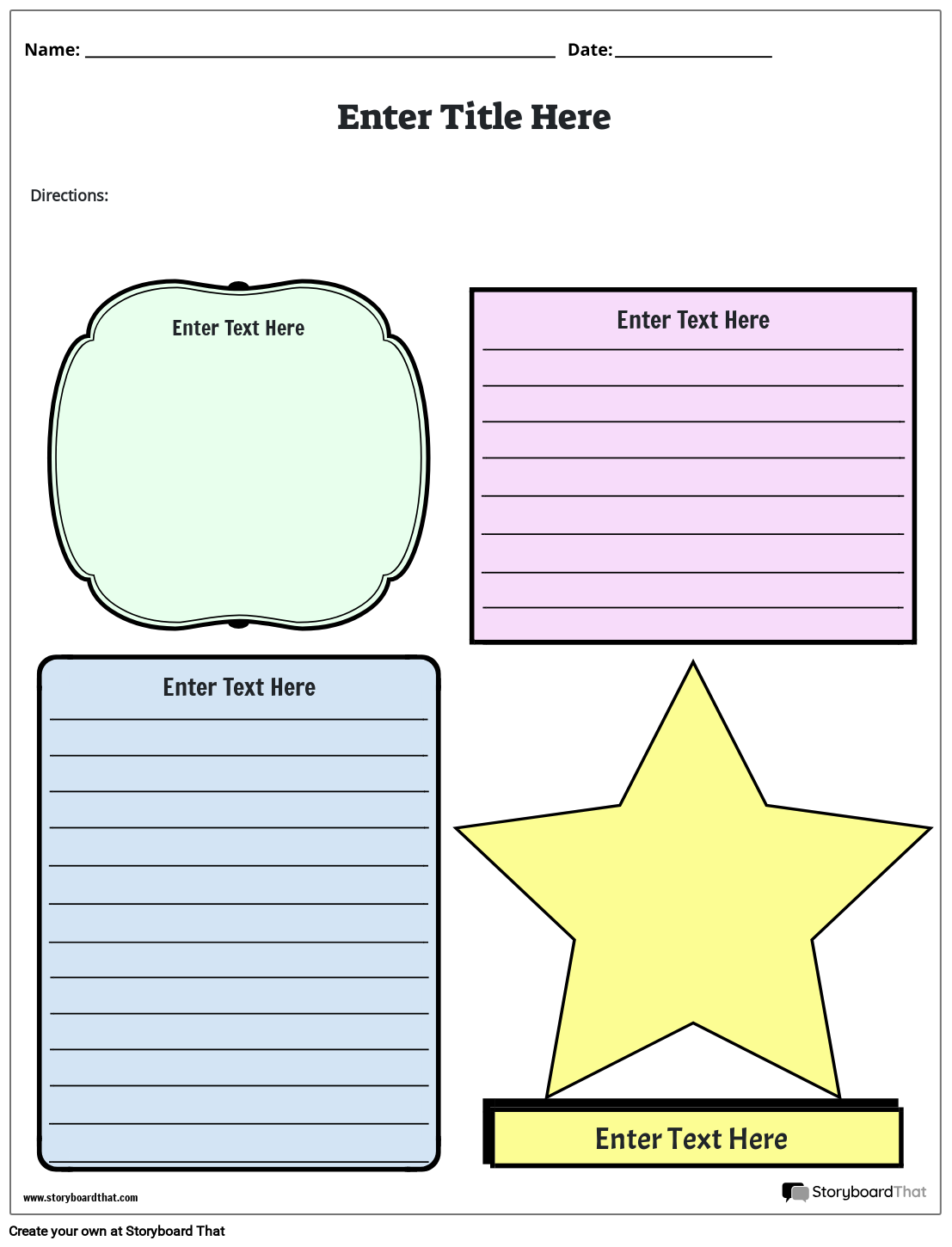Shapes Themed Reading Response Worksheet Storyboard