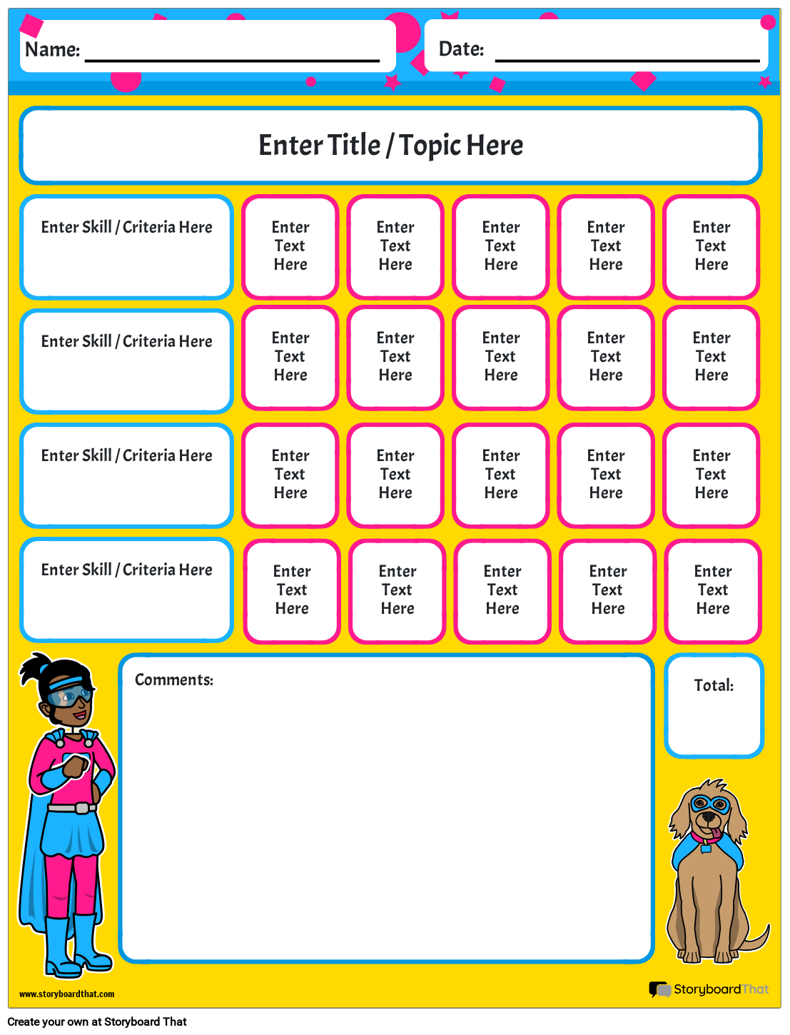 Cool Superhero Based Rubric Practice Worksheet