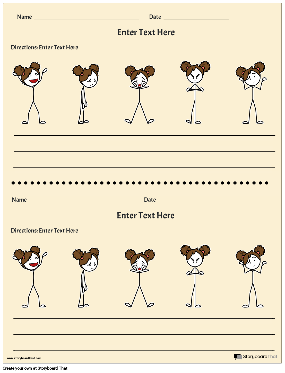 Social Emotional Check-In Template with Stick Figures