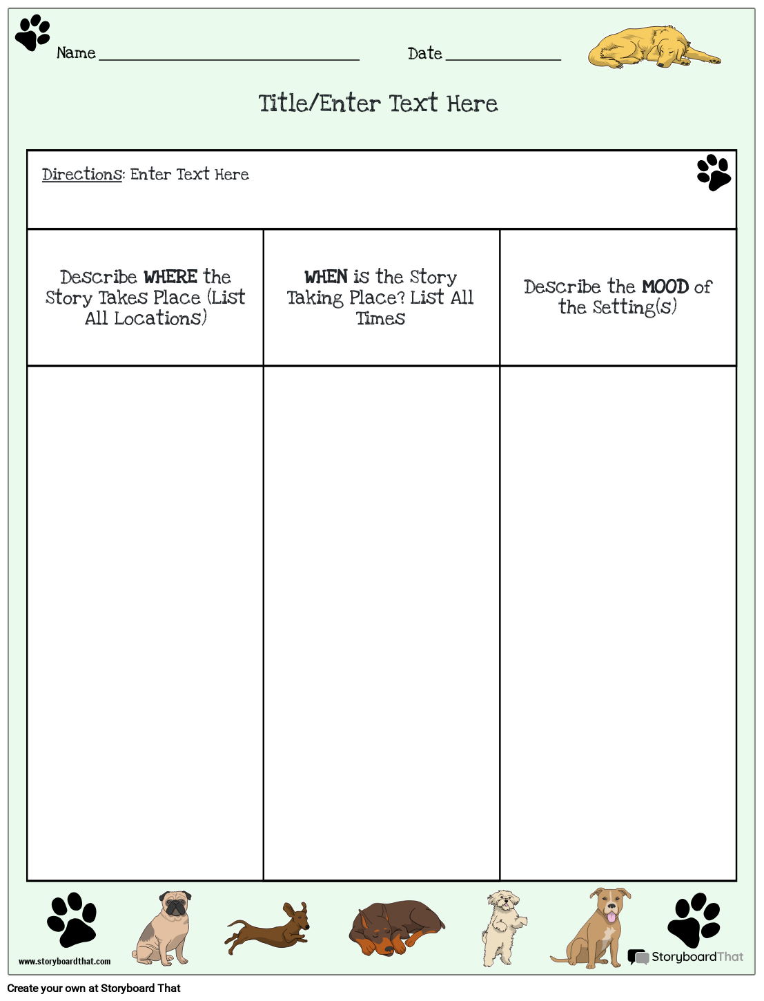 Free Printable Setting Map Template with Dogs