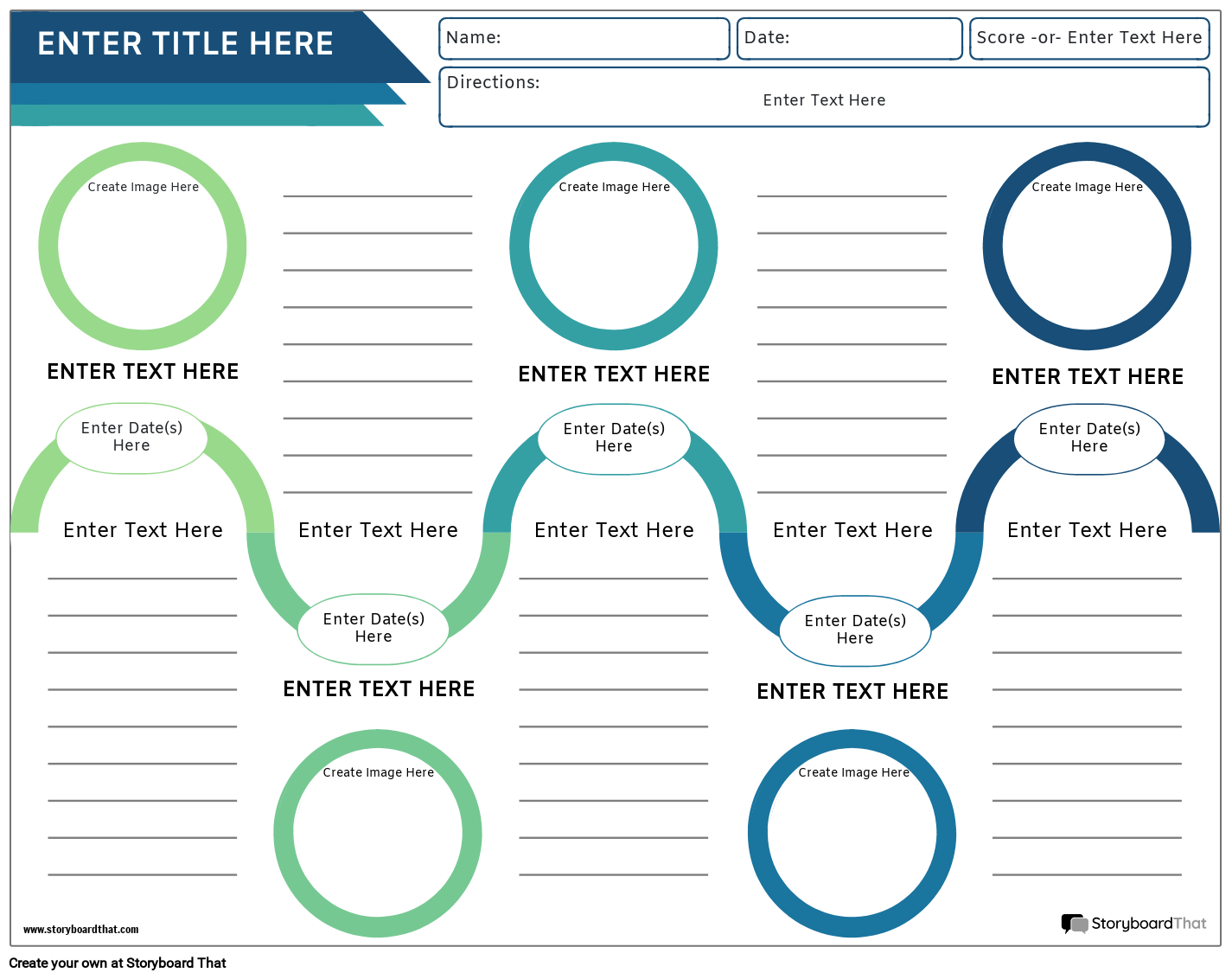 Colorful Timeline Worksheet Template with Circles
