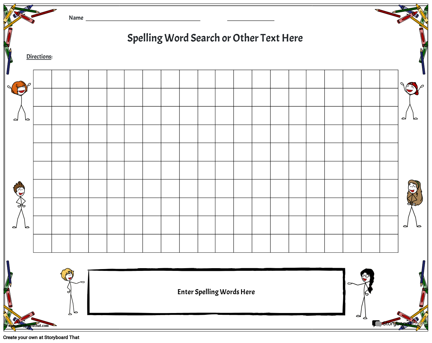 Stick Figures Based Spelling Practice Worksheet Design