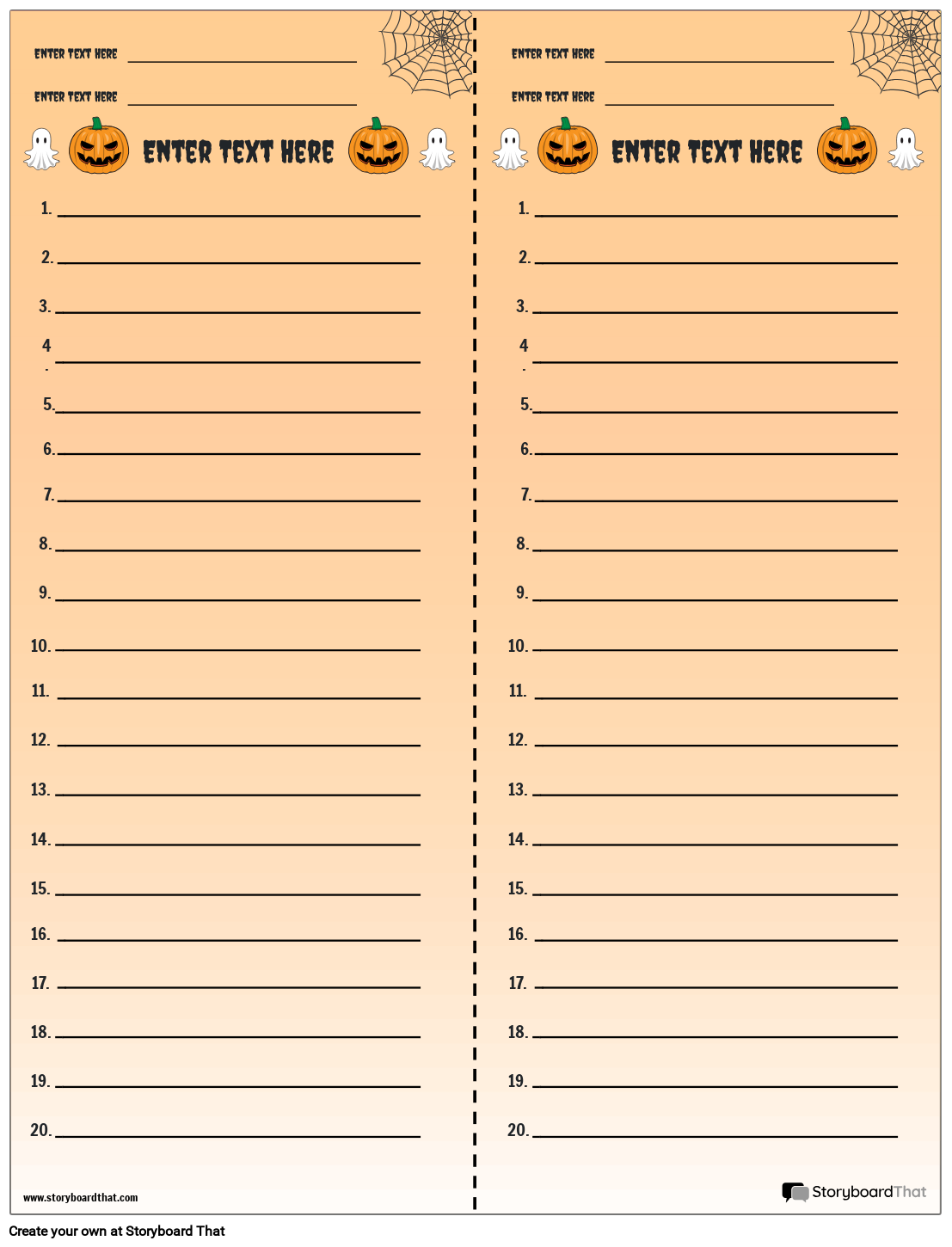 Spooky Halloween Themed Spelling Test Template