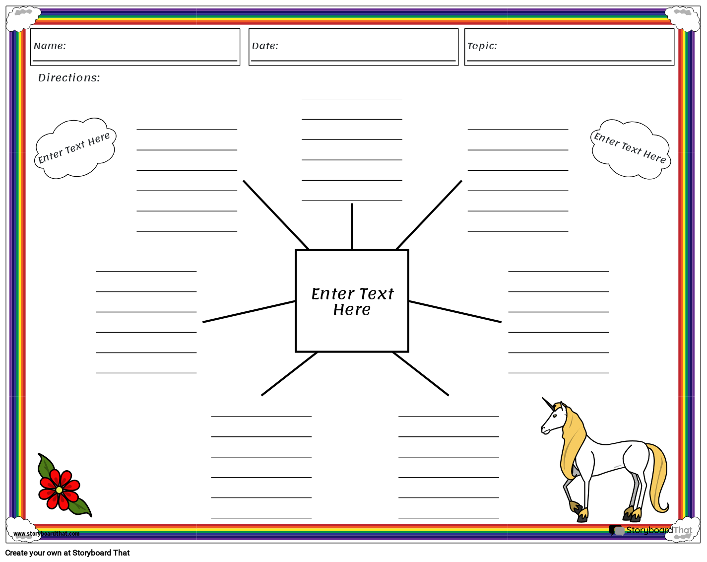 Rainbow-Themed Prewriting Template Design Storyboard