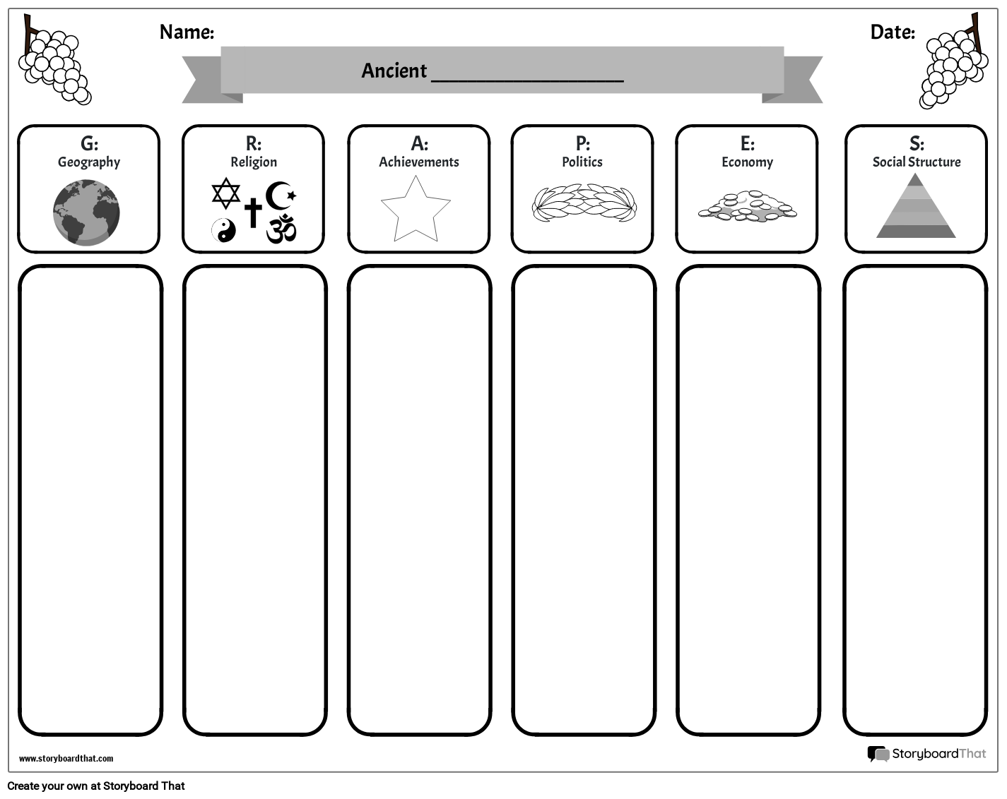 Landscape GRAPES Social Studies Organizer Template