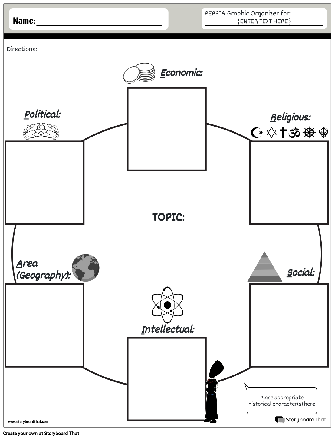 PERSIA Social Studies Graphic Organizer with Symbols