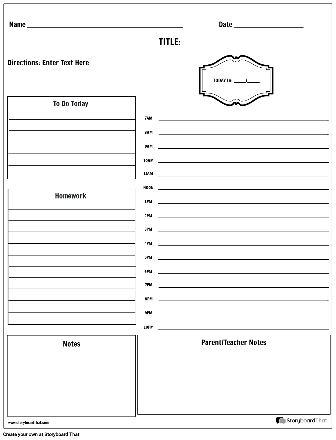 Lines and Boxes Based Student Organizer Template