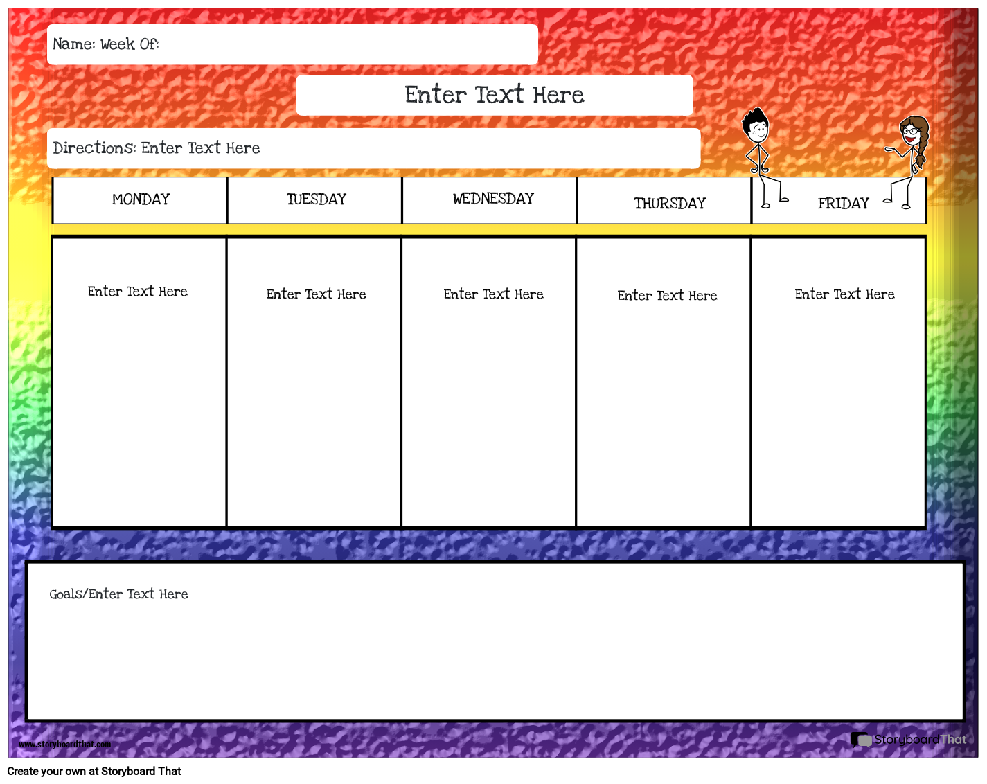 Textured Rainbow Themed Student Organizer Template