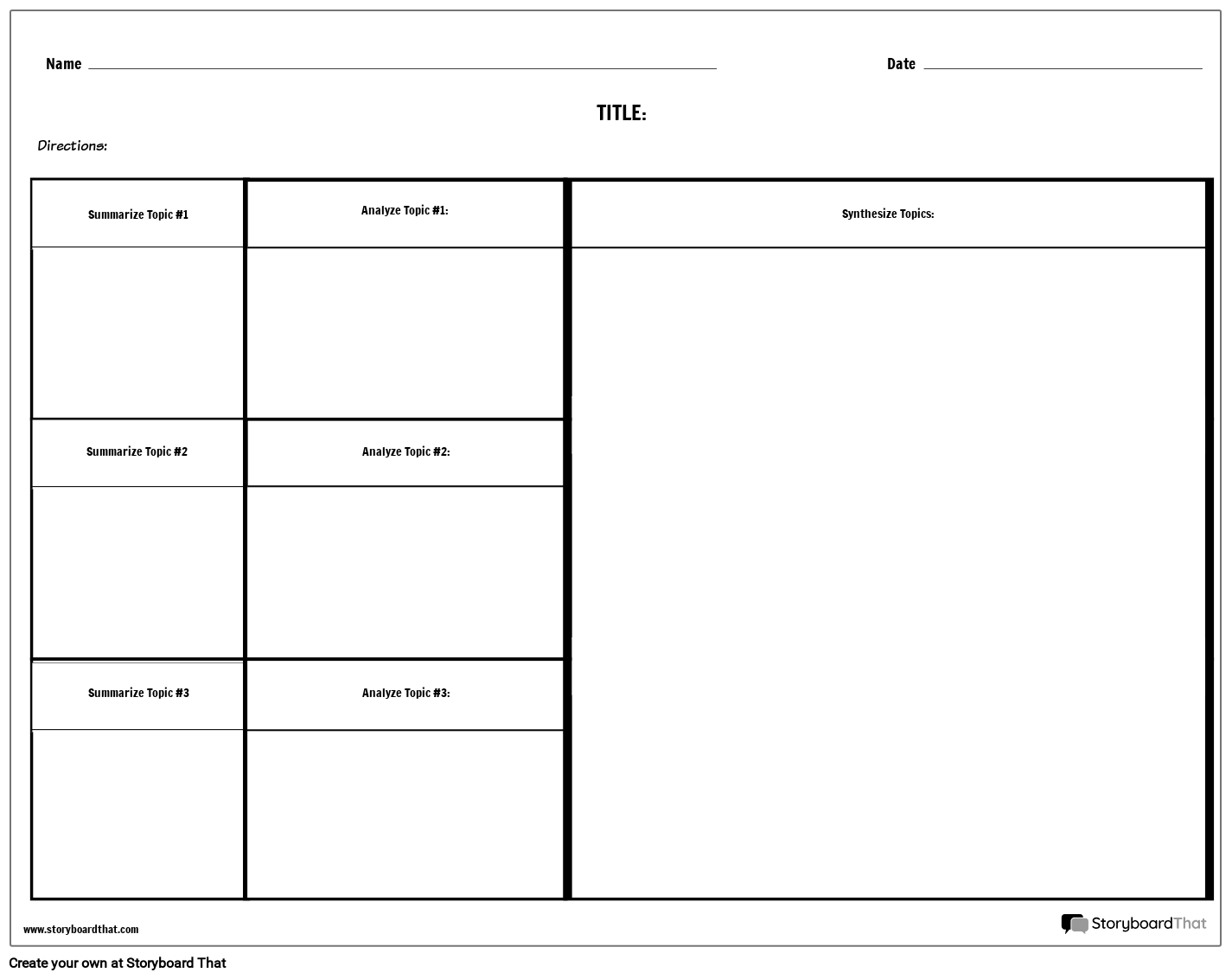 Summarizing Worksheets — Synthesizing Information | StoryboardThat
