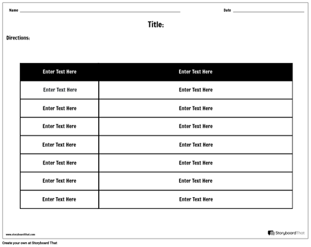 Table Worksheet Template | Tables Worksheet Maker