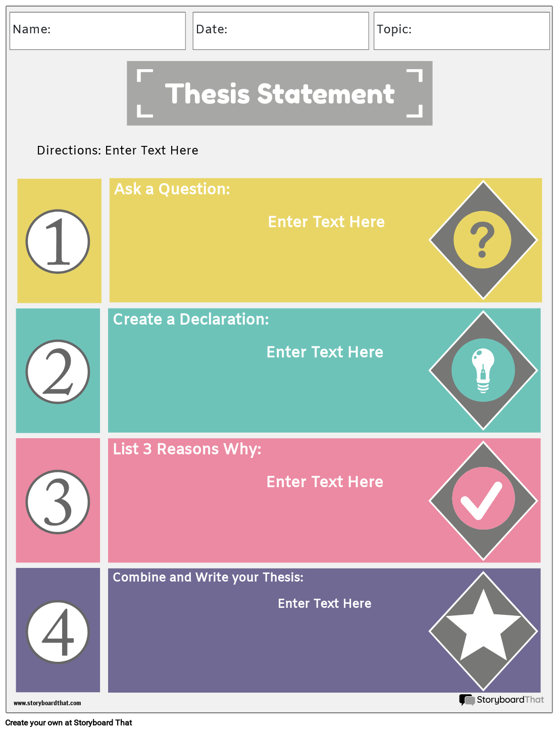 Thesis Statement Worksheets Writing A Thesis Statement StoryboardThat