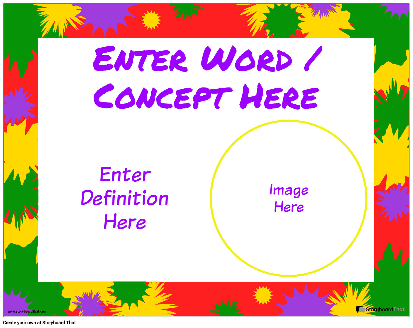 Word Wall Worksheet Template with Vibrant Paints