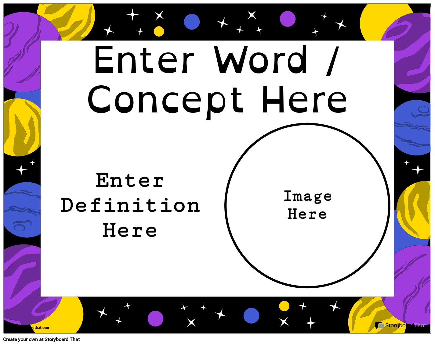 Vibrant Space and Planet-Themed Word Wall Template