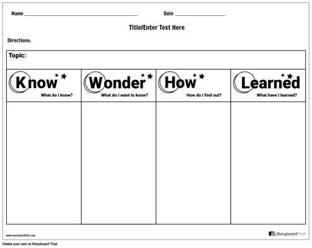 KWL Chart Template | Make KWHL Chart Worksheets